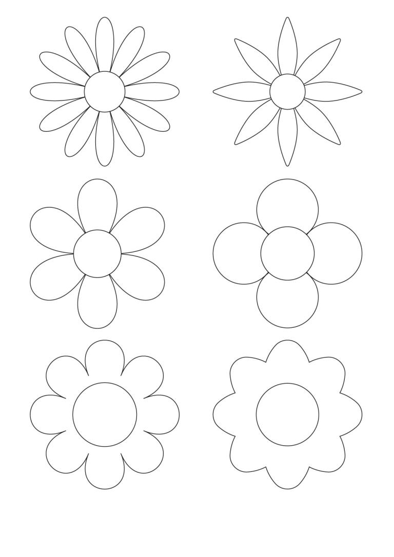 SVG et Coloriage 6 fleurs à télécharger au format PDF – souki et mélilia